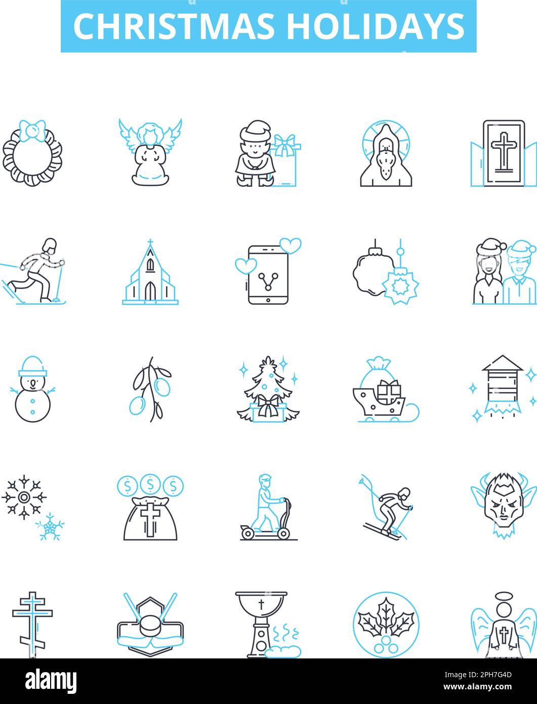 Christmas holidays vector line icons set. Christmas, Holidays, Santa ...