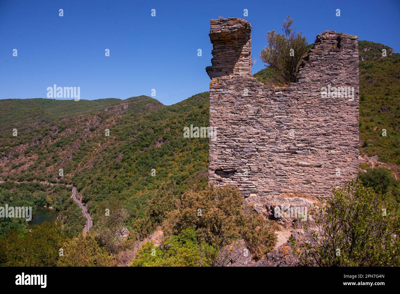 The medieval watchtower above the old village Vieussan once controlled ...