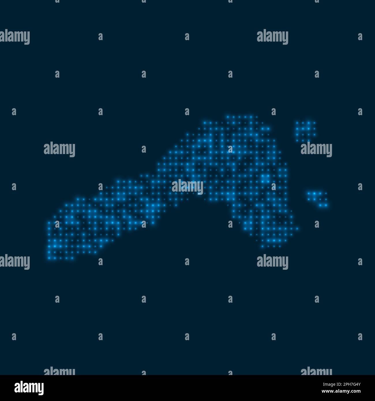 Ko Lipe dotted glowing map. Shape of the island with blue bright bulbs ...