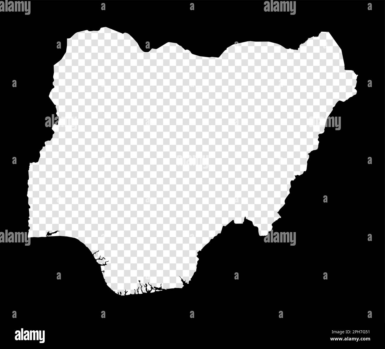 Stencil map of Nigeria. Simple and minimal transparent map of Nigeria ...