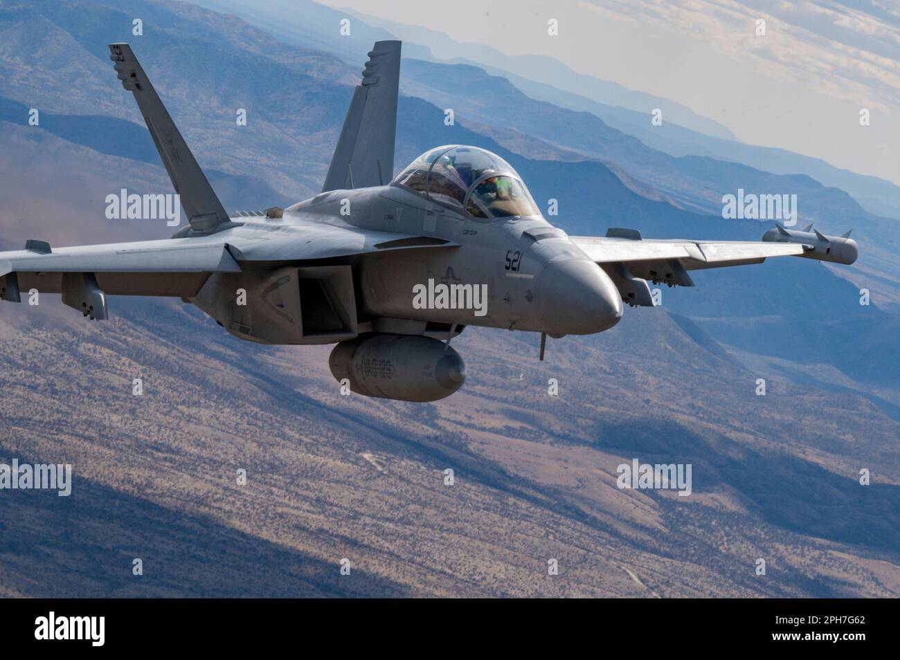 An EA-18G Growler flies over southern Arizona, March 23, 2023. The ...