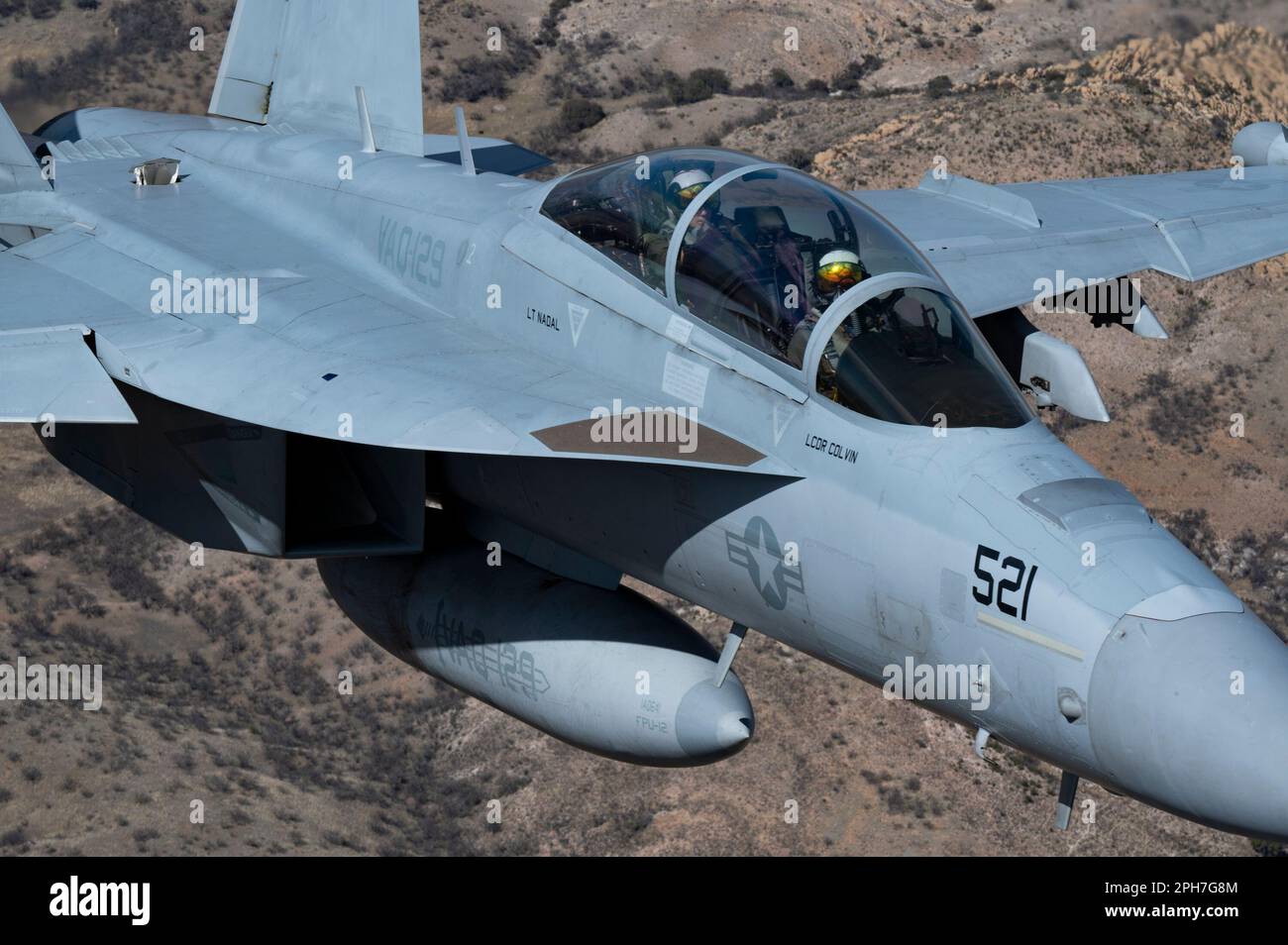 An EA-18G Growler flies over southern Arizona, March 23, 2023. The ...