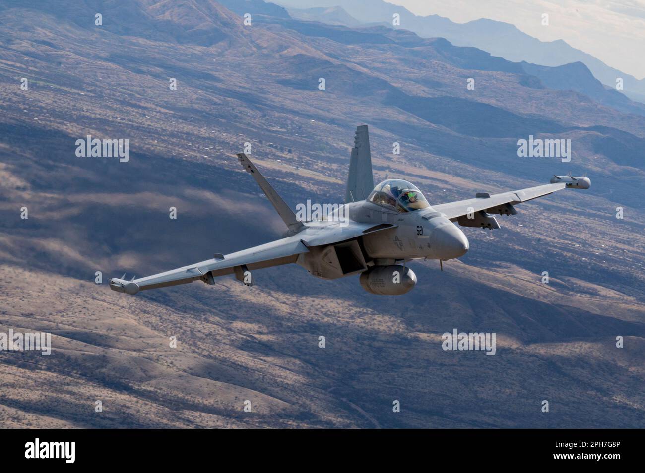 An EA-18G Growler flies over southern Arizona, March 23, 2023. The ...