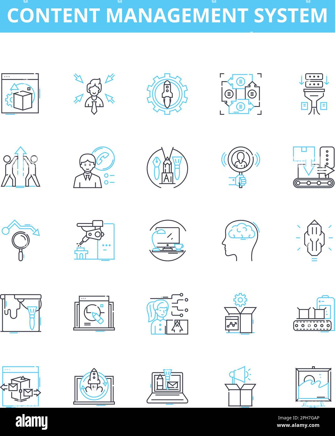 Content management system vector line icons set. CMS, Content ... Content management system vector line icons set. CMS, Content ...