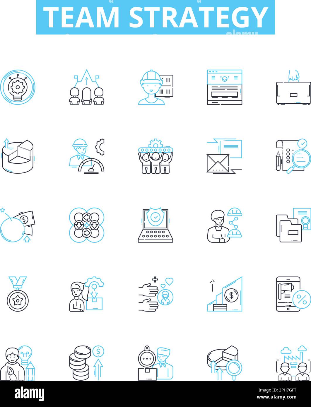Team strategy vector line icons set. Collaboration, Planning, Alignment ... Team strategy vector line icons set. Collaboration, Planning, Alignment ...
