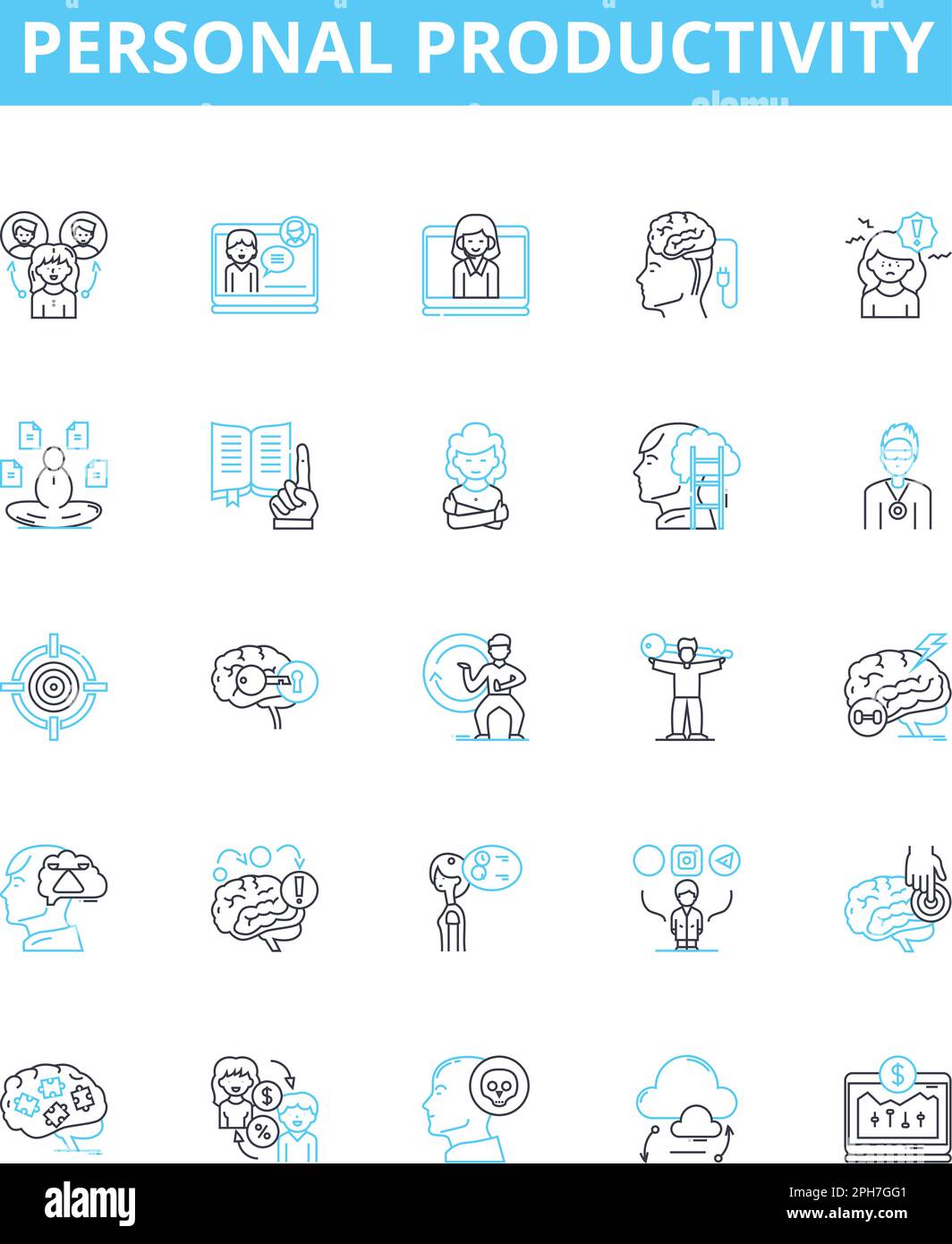 Personal productivity vector line icons set. Productivity, Personal ...