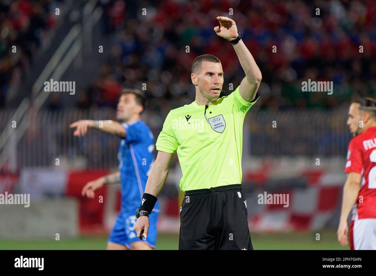 the referee Georgi Kabakov of Bulgaria during European Qualifiers ...