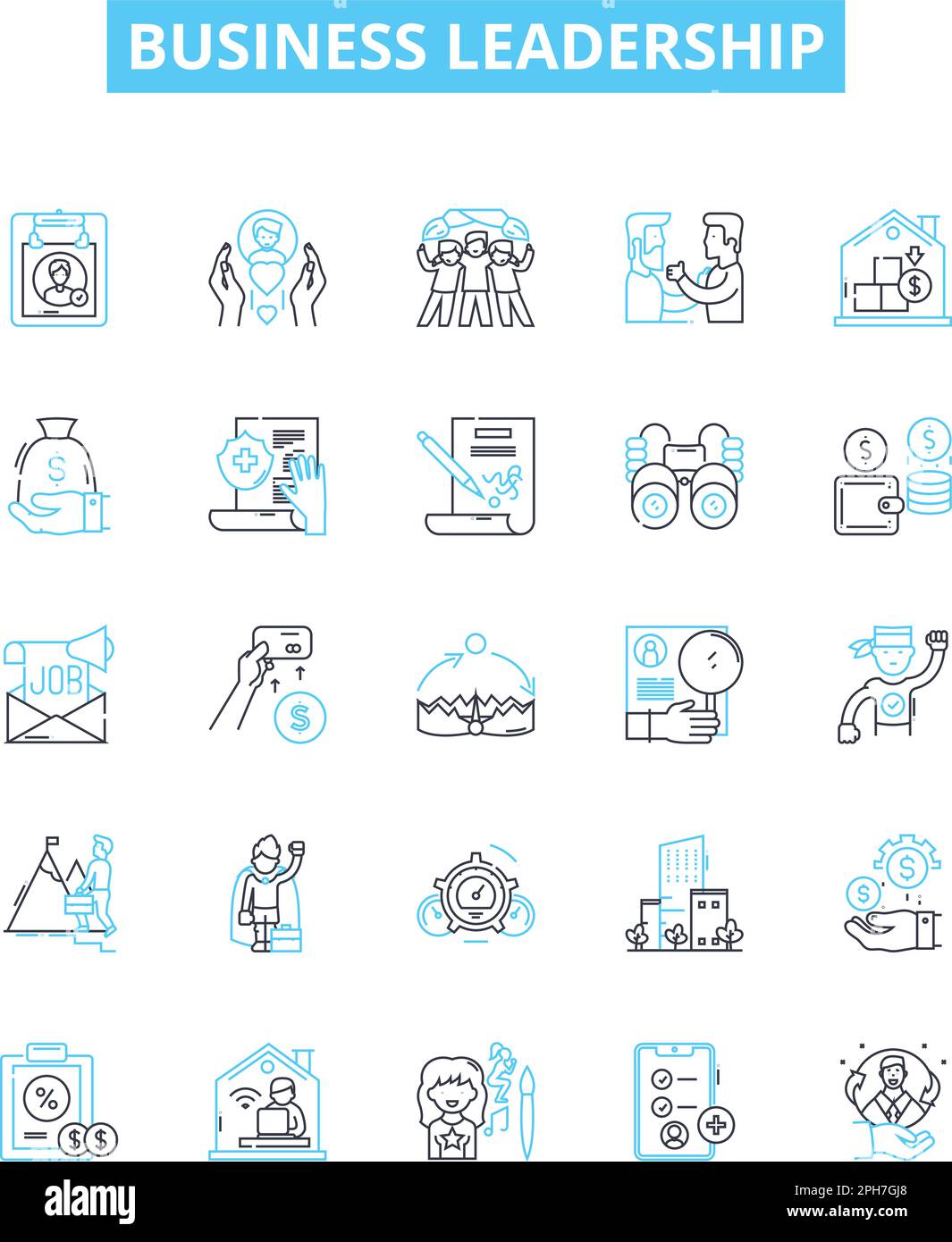 Business Leadership vector line icons set. Management, Strategy, Planning, Entrepreneurship ...