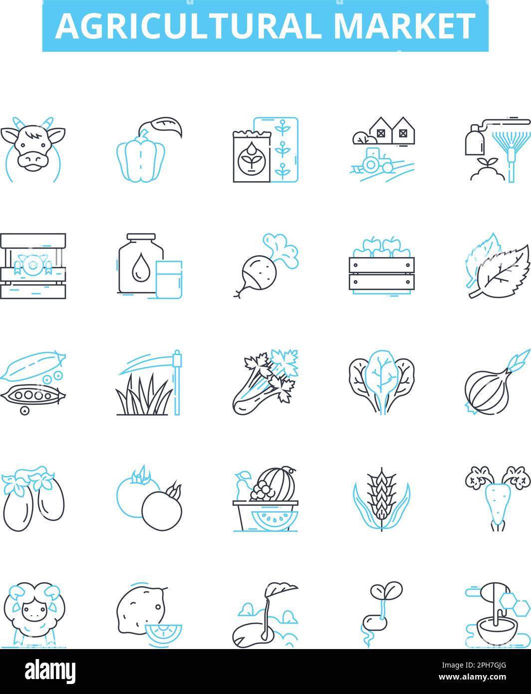 Agricultural market vector line icons set. Farming, Agriculture, Crop ...