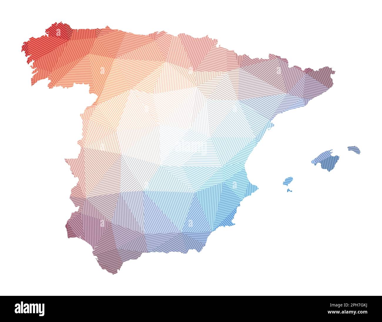 Map of Spain. Low poly illustration of the country. Geometric design ...