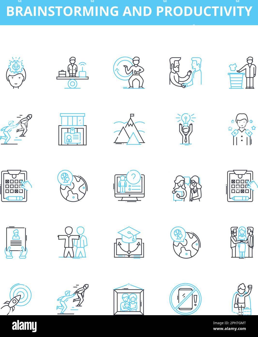 Brainstorming and productivity vector line icons set. Brainstorming ... Brainstorming and productivity vector line icons set. Brainstorming ...