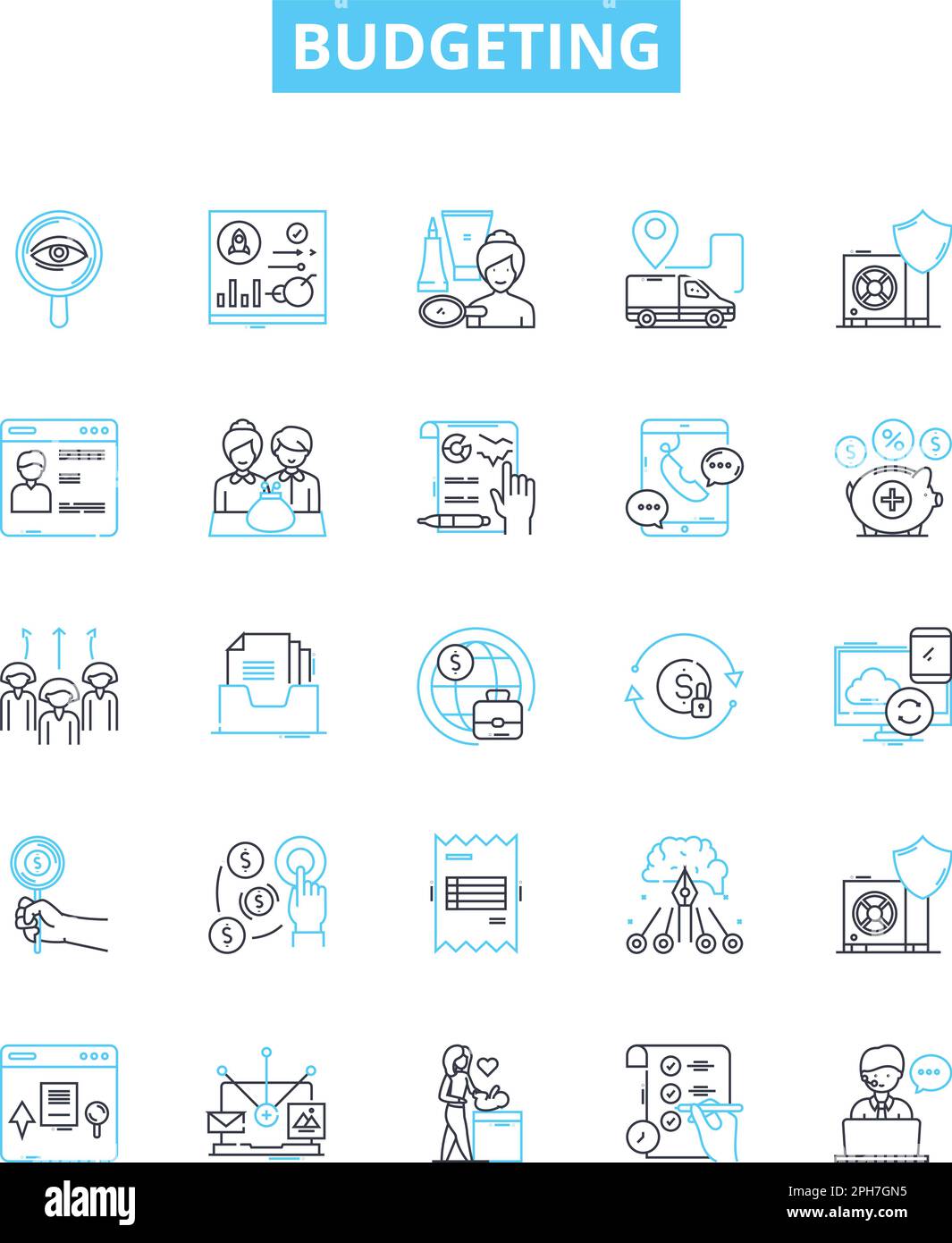 Budgeting vector line icons set. budgeting, plan, finance, money ... Budgeting vector line icons set. budgeting, plan, finance, money ...