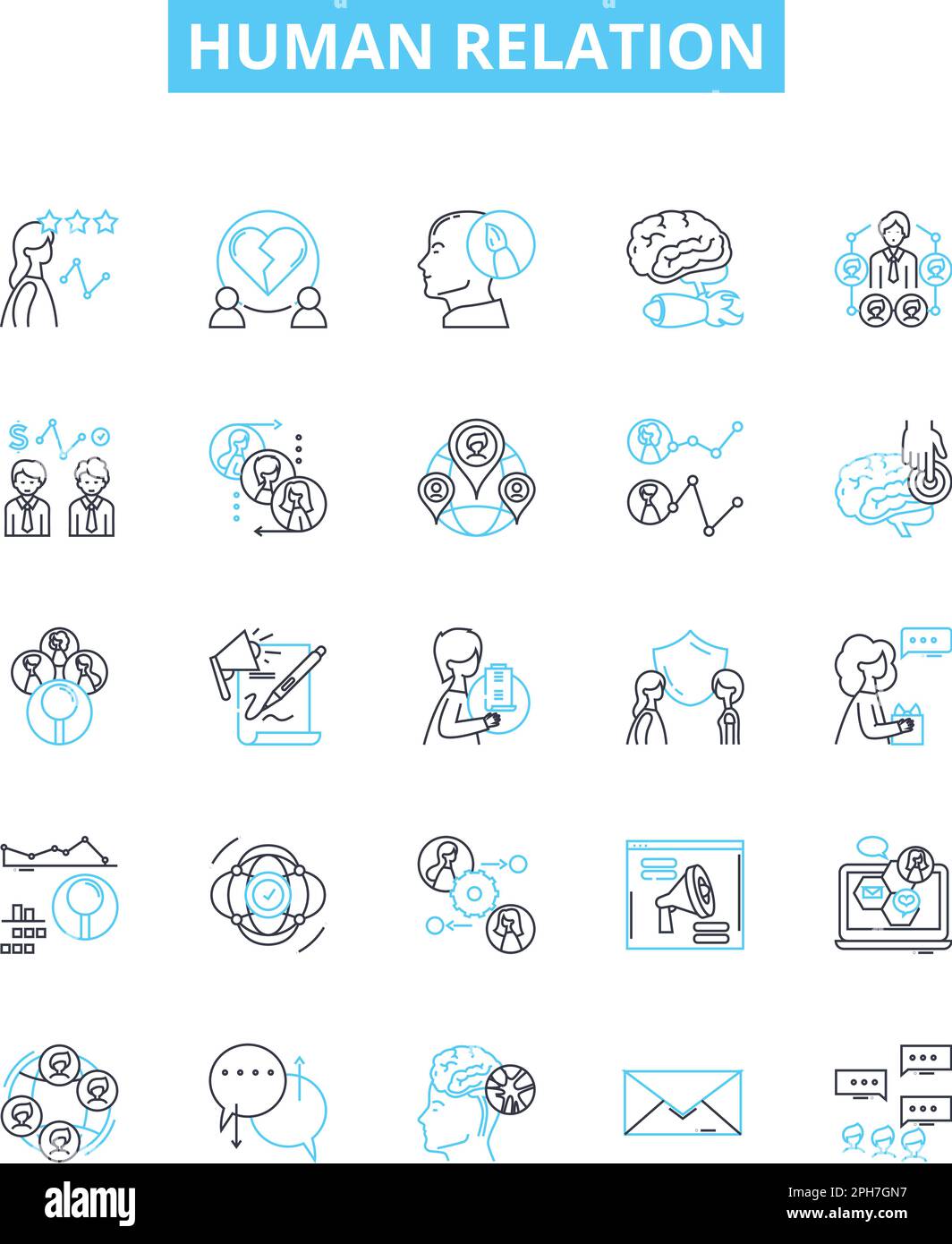 Human relation vector line icons set. Relationship, Interaction ...