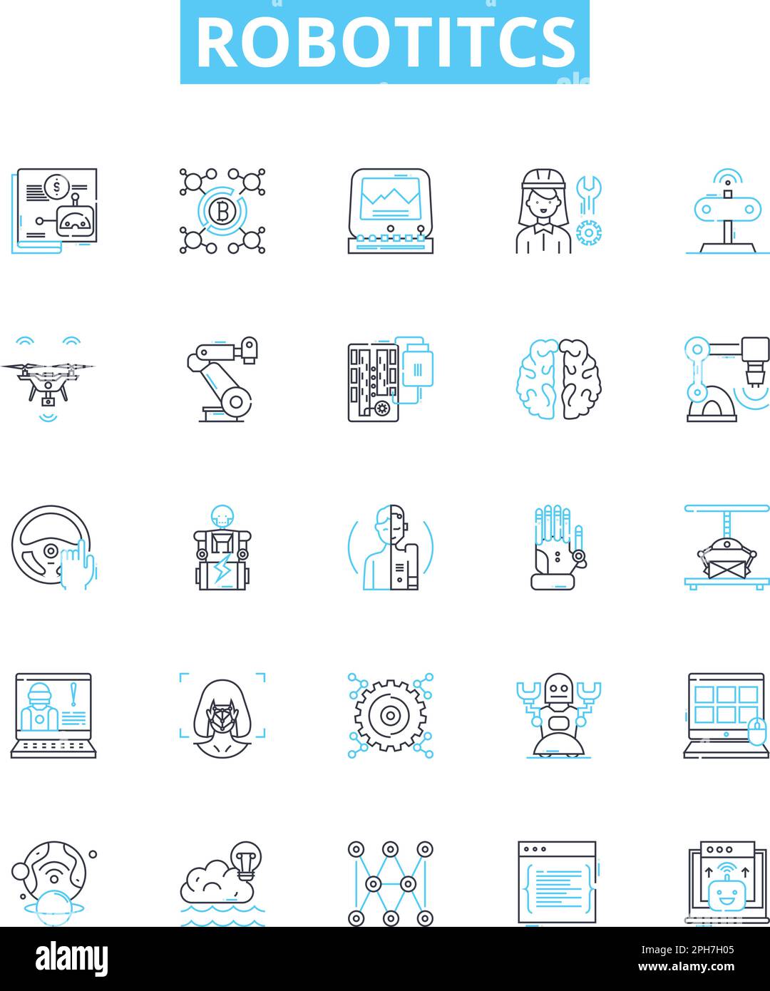 Robotitcs Vector Line Icons Set Robotics Automation Ai Programmable