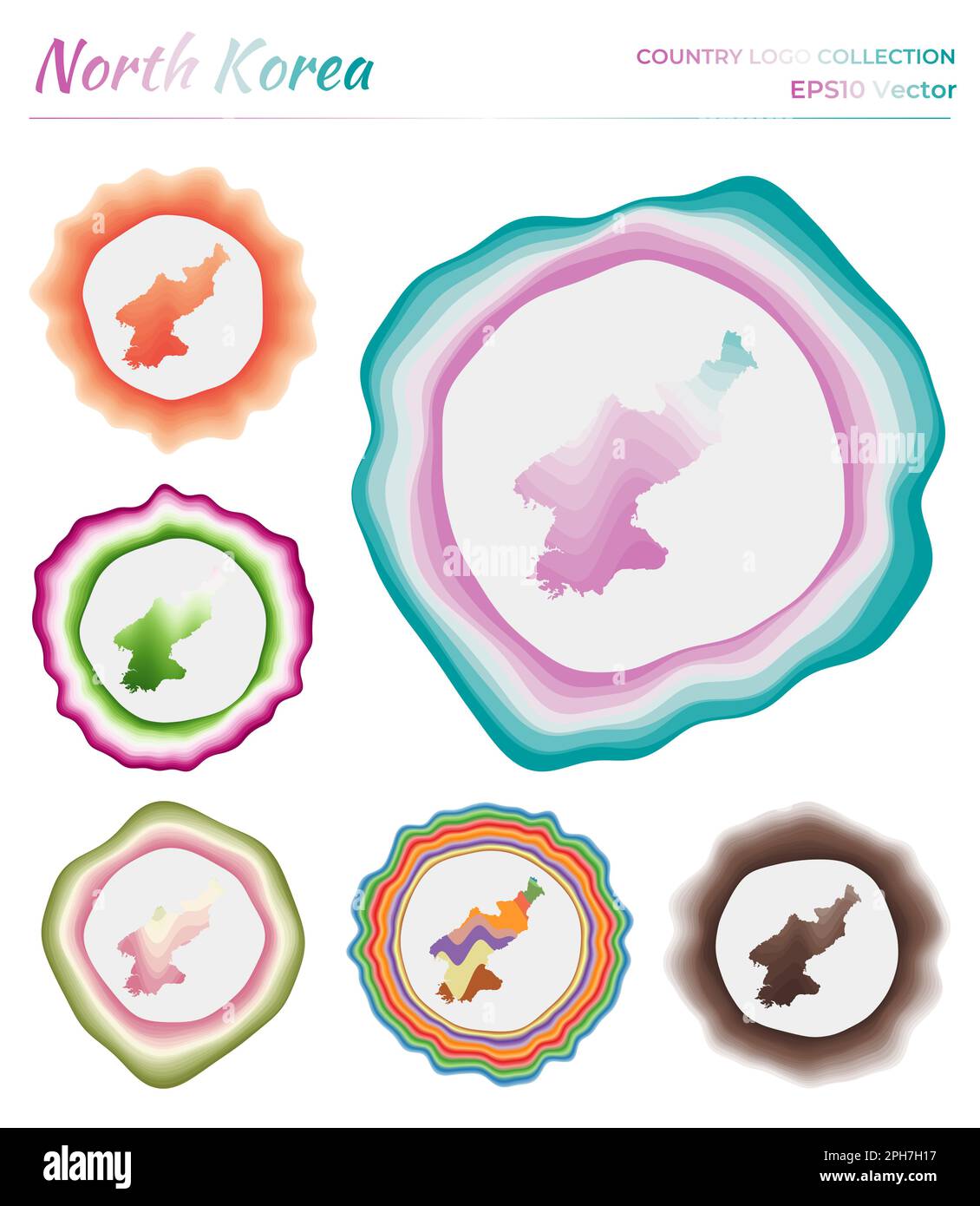 North Korea logo collection. Colorful badge of the country. Layers ...