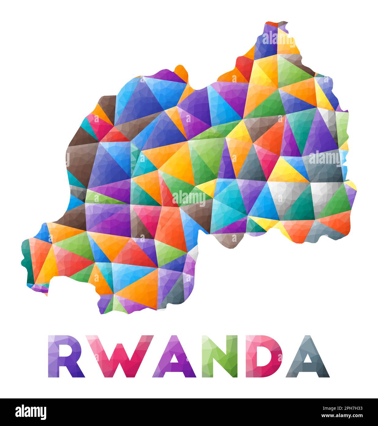 Rwanda - colorful low poly country shape. Multicolor geometric ...