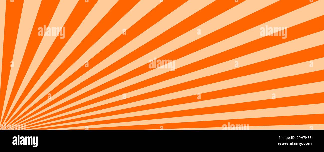 Sunrise or sunset rays pattern. Manga book page design. Orange radial ...