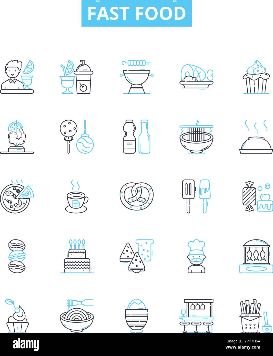 Fast food vector line icons set. Fast-food, Junk-food, Drive-thru ...