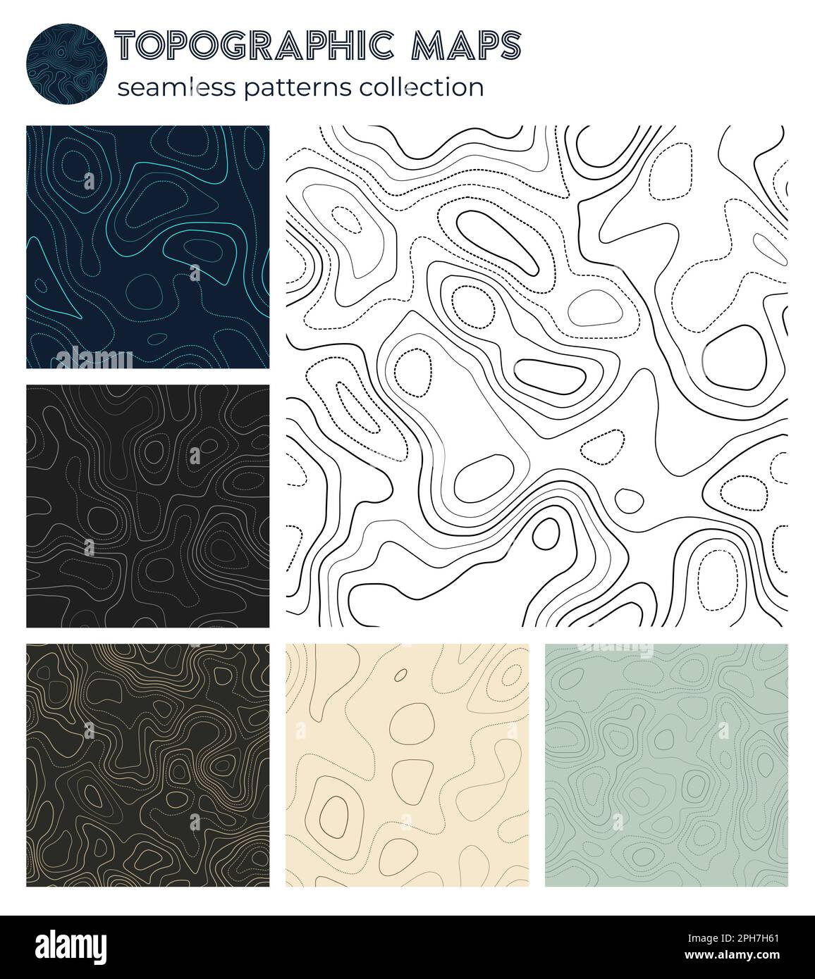 Topographic maps. Beautiful isoline patterns, seamless design ...