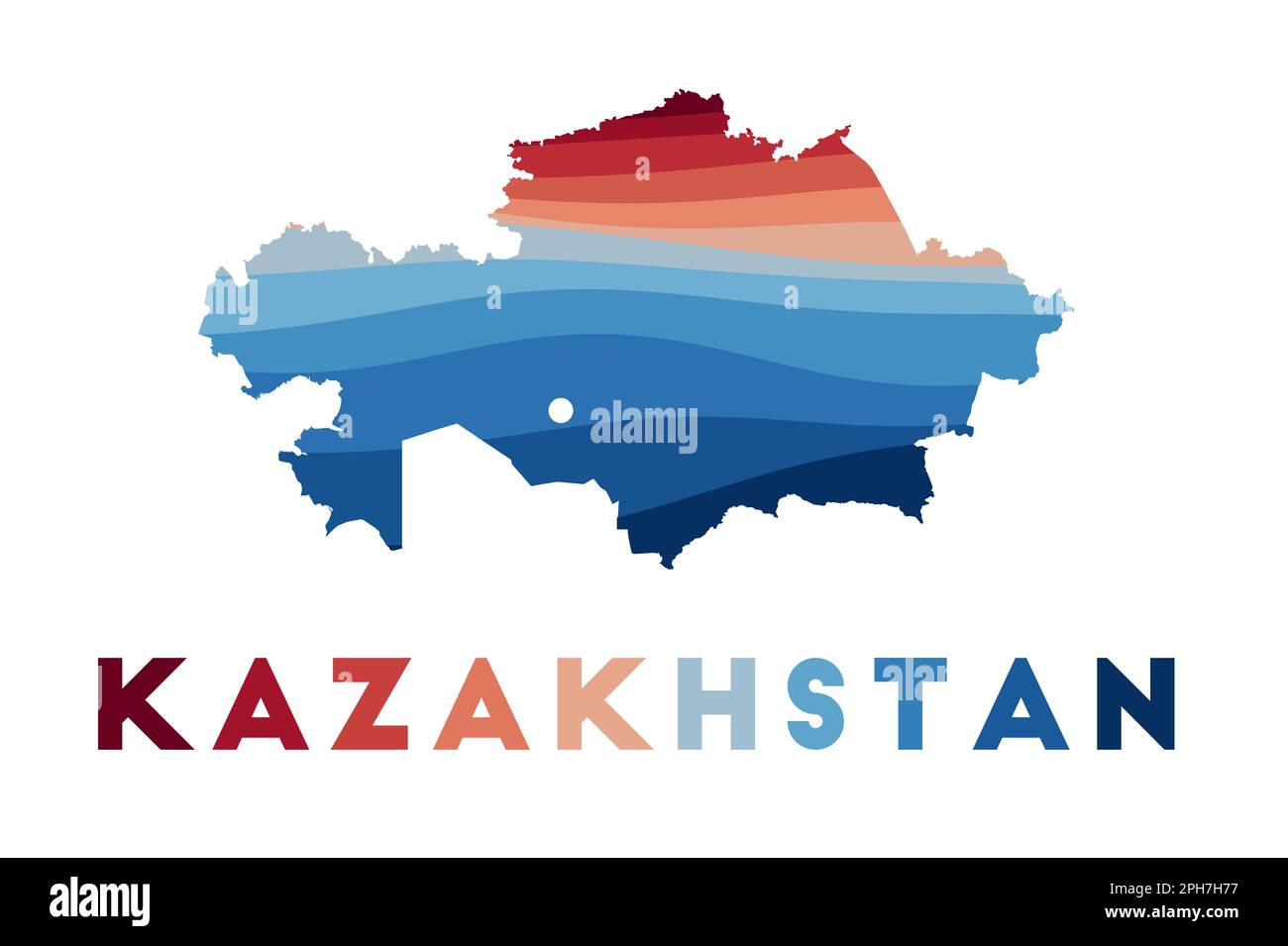 Kazakhstan map. Map of the country with beautiful geometric waves in ...