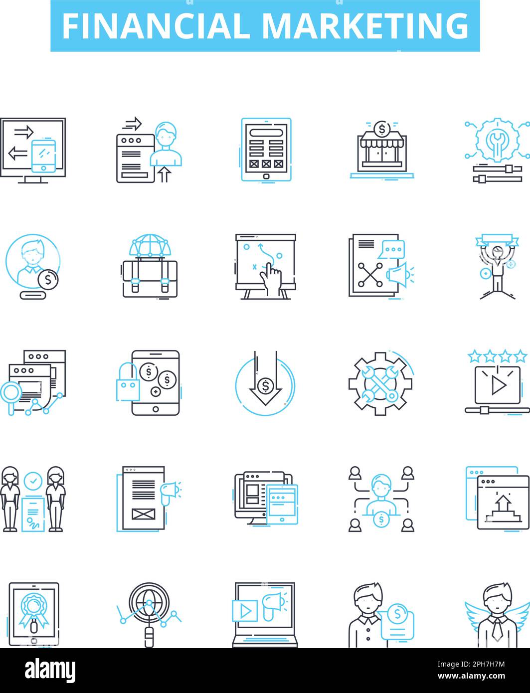 Financial marketing vector line icons set. Finance, Marketing, Money ...