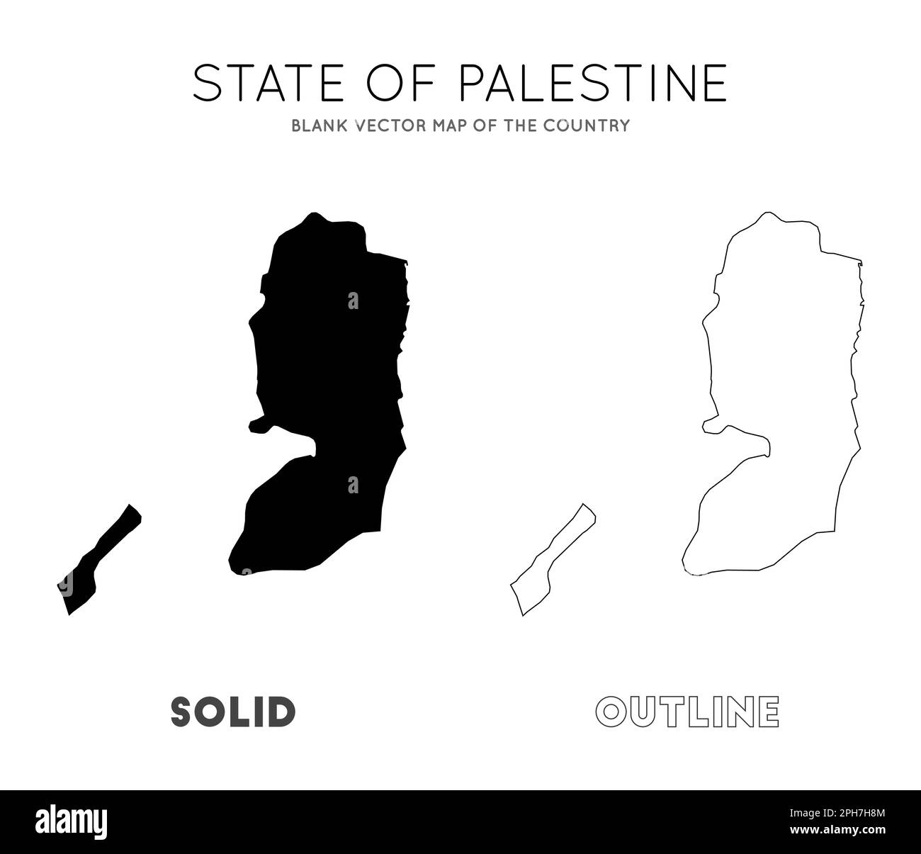 Palestine map. Blank vector map of the country. Borders of Palestine ...
