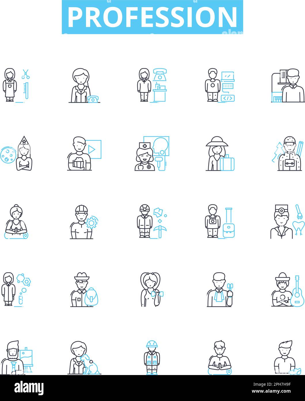 Profession vector line icons set. Job, Career, Vocation, Profession ...