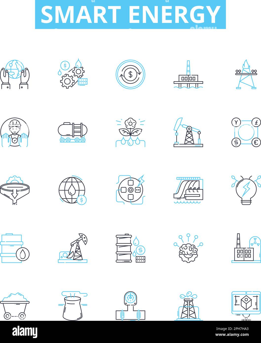 Smart Energy vector line icons set. Smart, Energy, Technologies ...