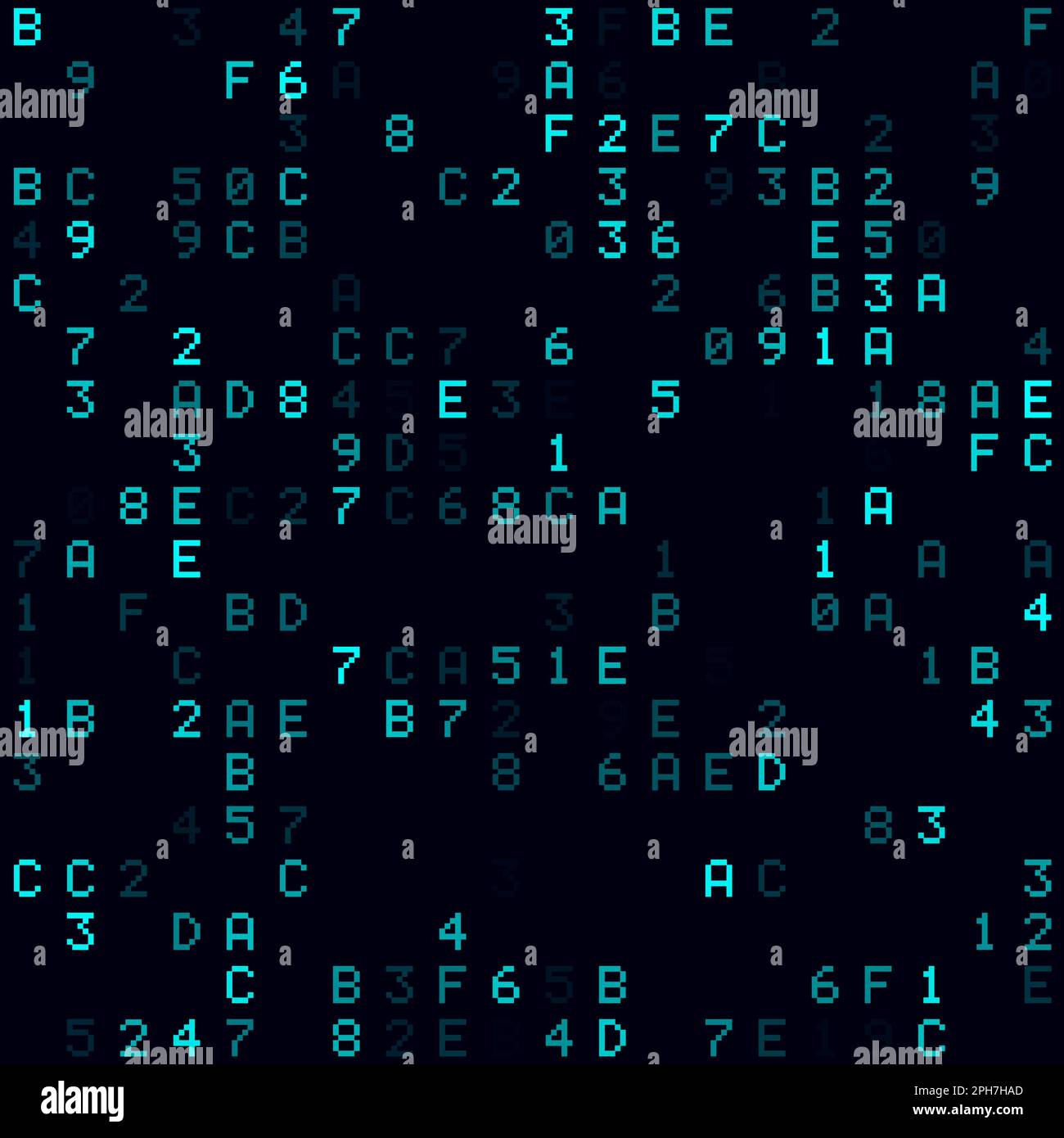 Abstract Matrix background. Cyan sparse hexadecimal background. Small sized seamless pattern ...