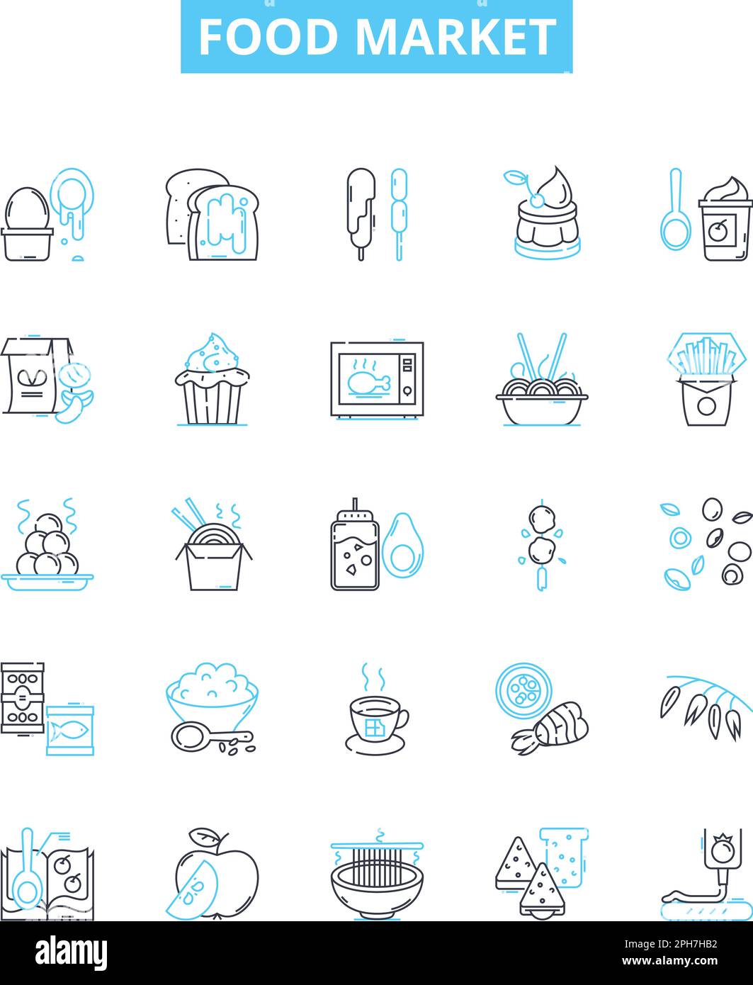 Food market vector line icons set. Food, Market, Grocery, Shopping, Store, Supermarket, Produce ...