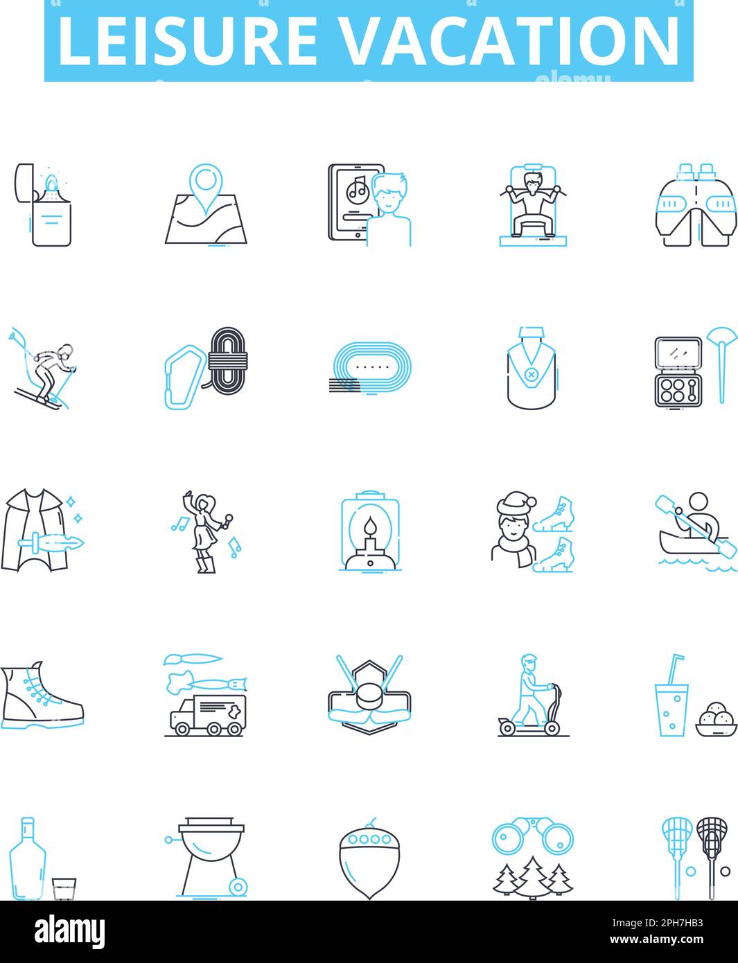 Leisure vacation vector line icons set. Vacation, Leisure, Break ...