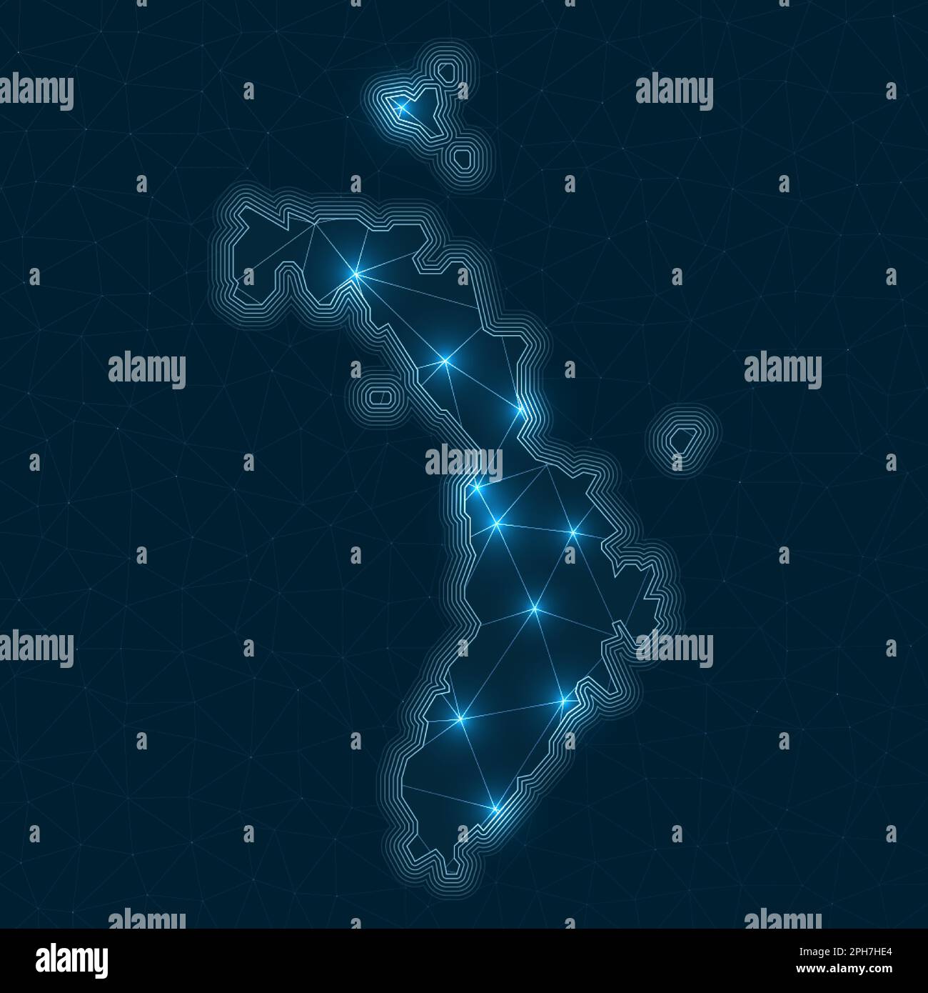 Lord Howe Island network map. Abstract geometric map of the island ...