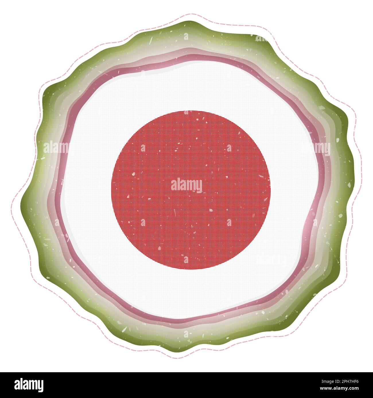 Japan flag in frame. Badge of the country. Layered circular sign around Japan flag. Modern ...