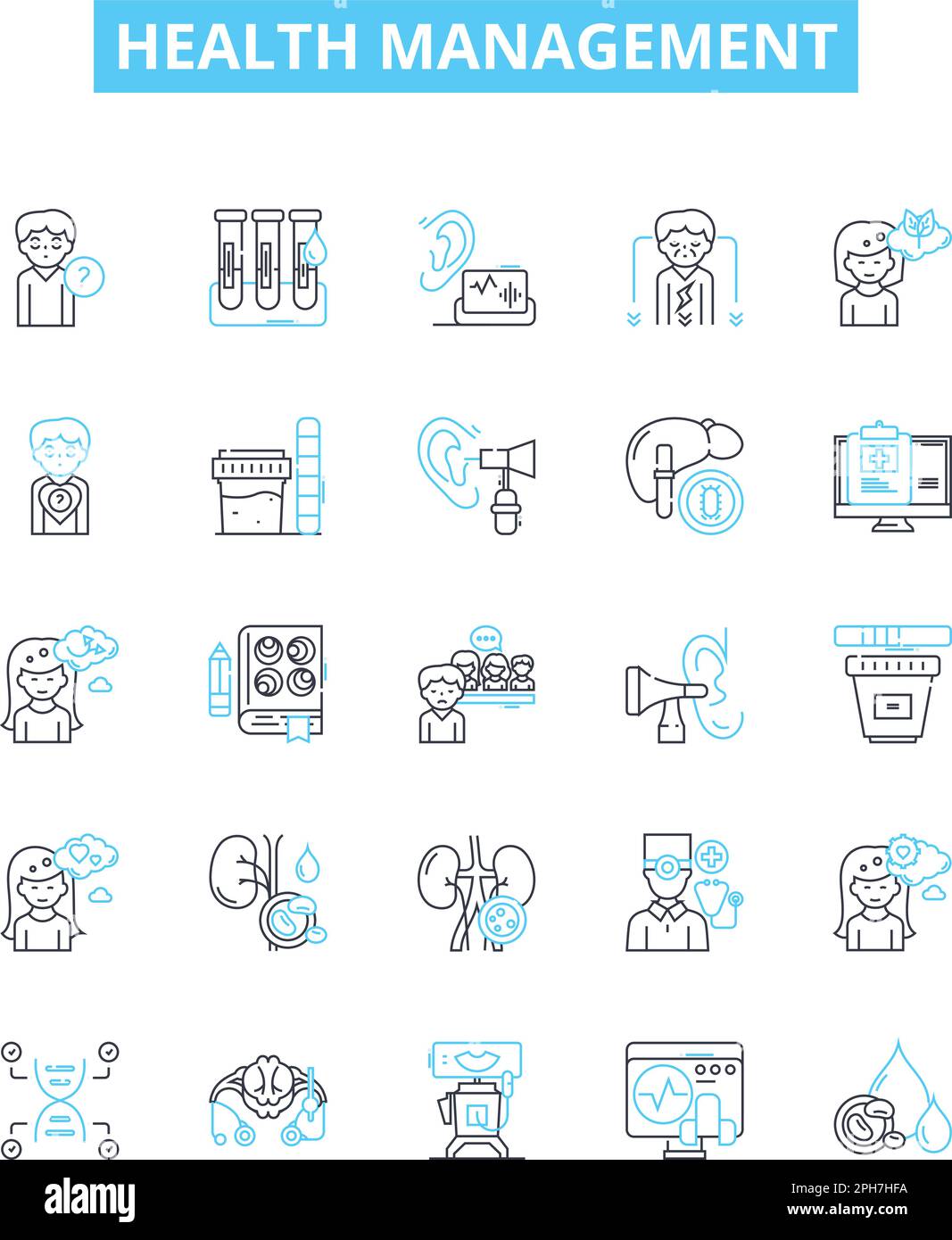 Health management vector line icons set. Wellness, Care, Prevention ...
