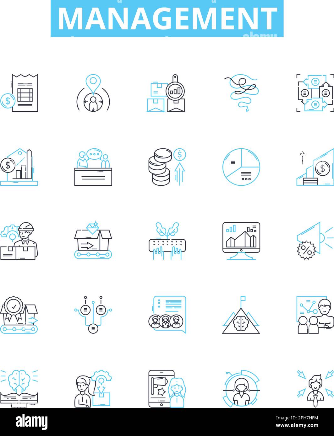 Management Vector Line Icons Set Organizing Planning Leading