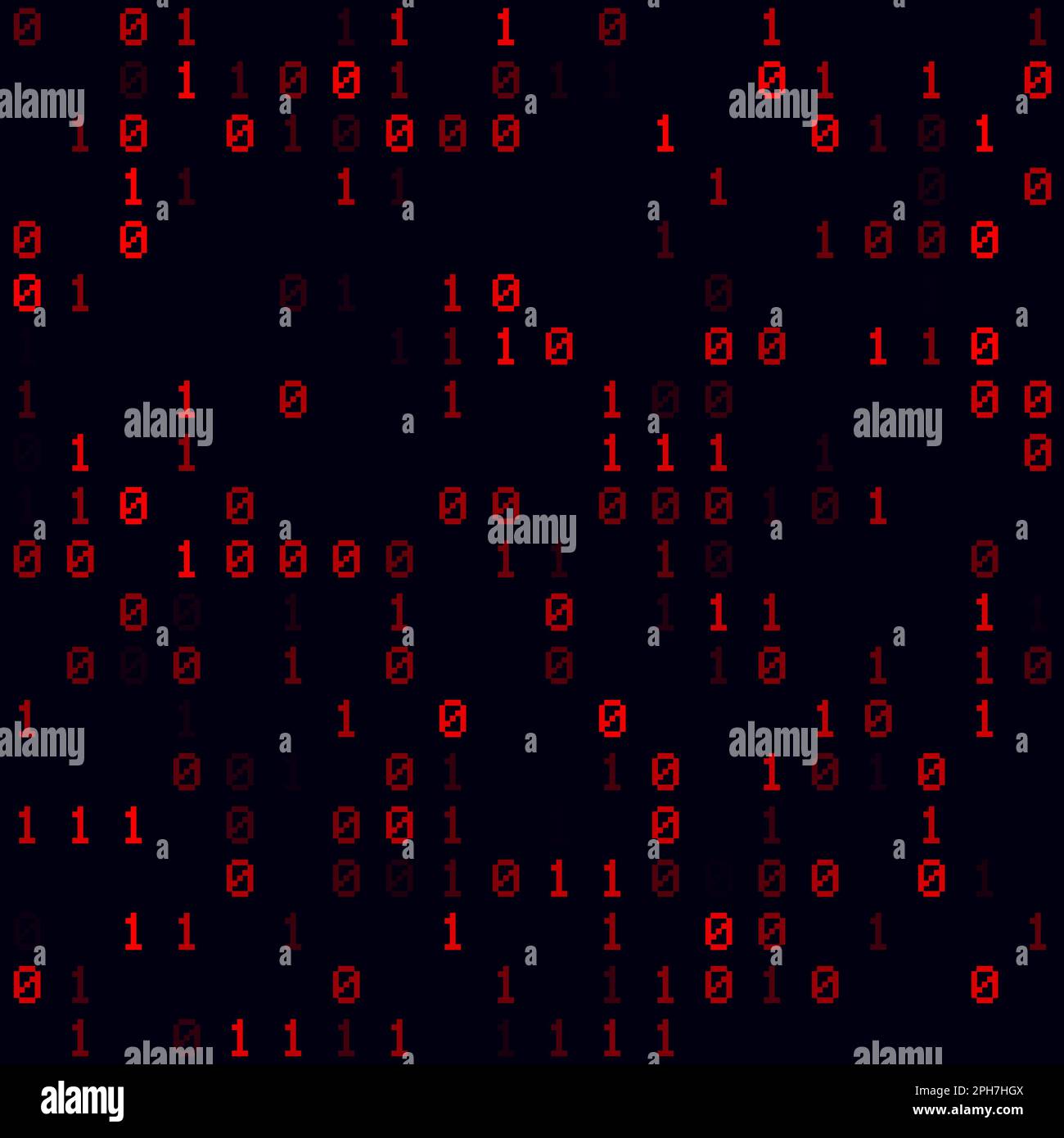 Abstract Technology Background. Red sparse binary background. Small sized seamless pattern ...