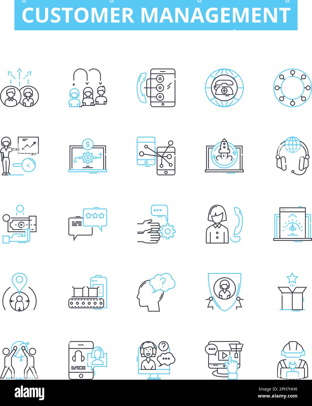 Customer Management Vector Line Icons Set Customer Management Crm