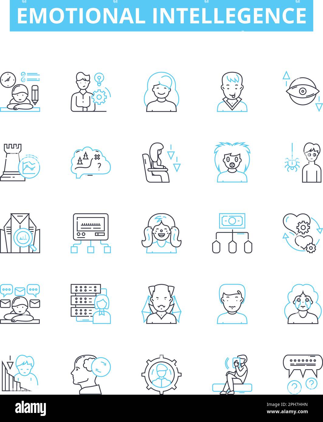Emotional intellegence vector line icons set. Self-awareness, Empathy ...
