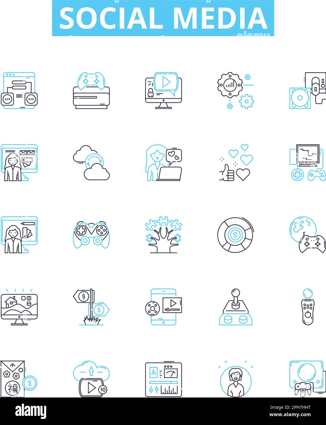 Social Media Vector Line Icons Set Networking Posts Interaction