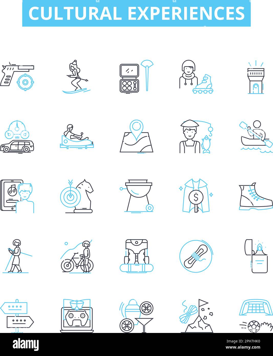 Cultural experiences vector line icons set. Heritage, Art, Music ...