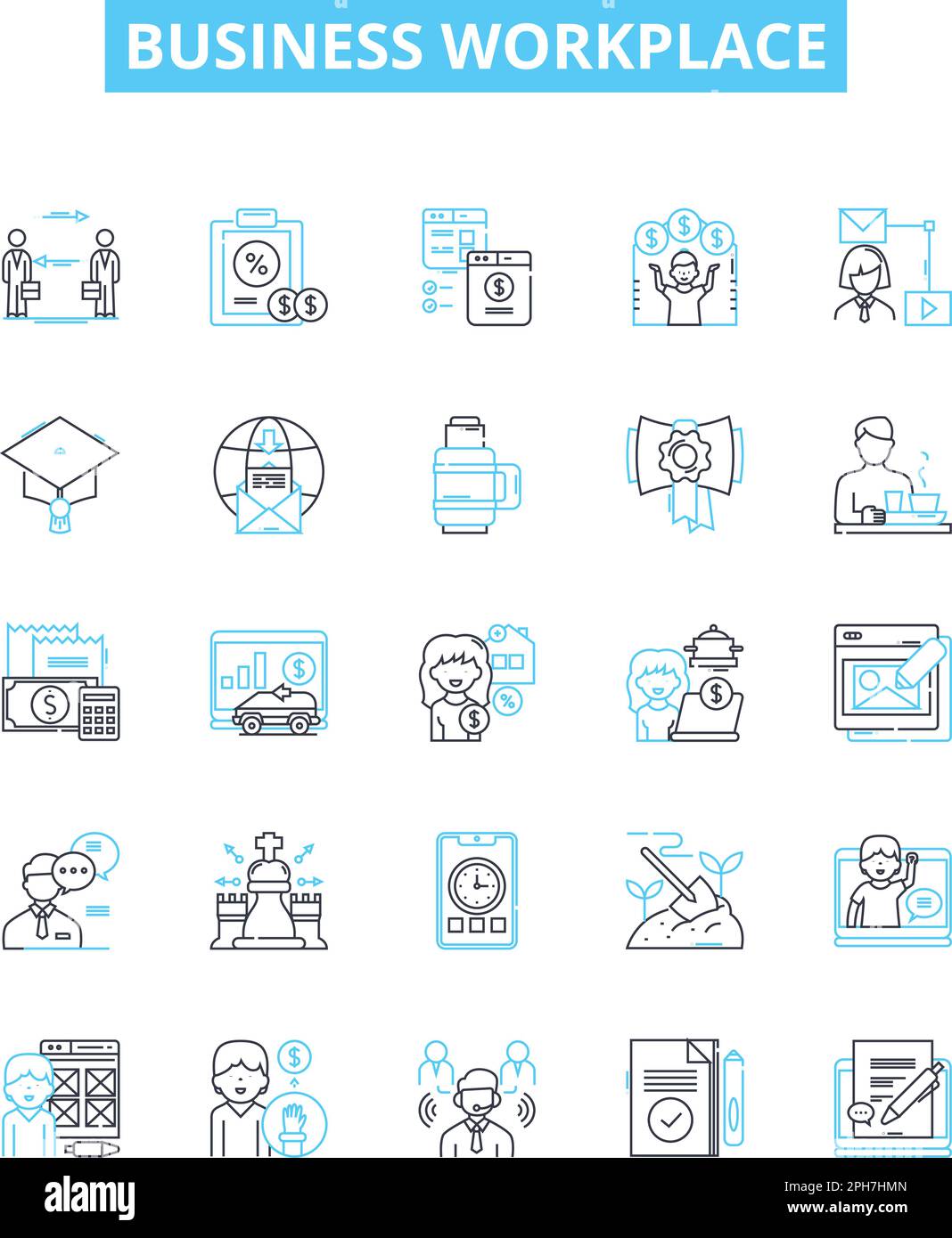 Business workplace vector line icons set. Workplace, Business, Office ...