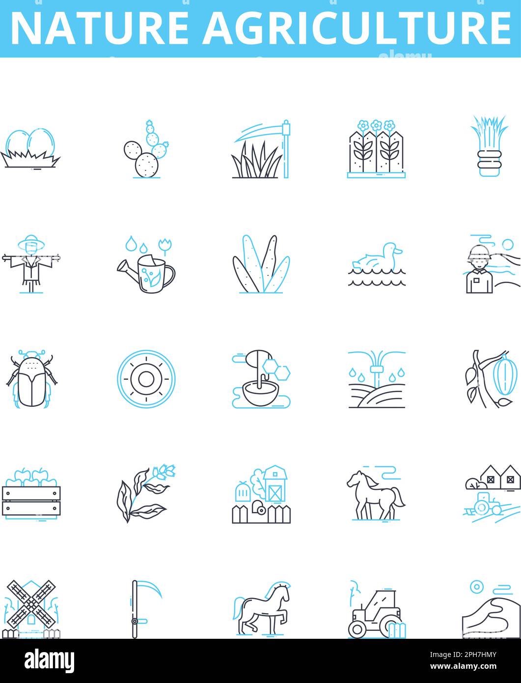 Nature agriculture vector line icons set. Farming, Agriculture, Nature, Crops, Irrigation ...