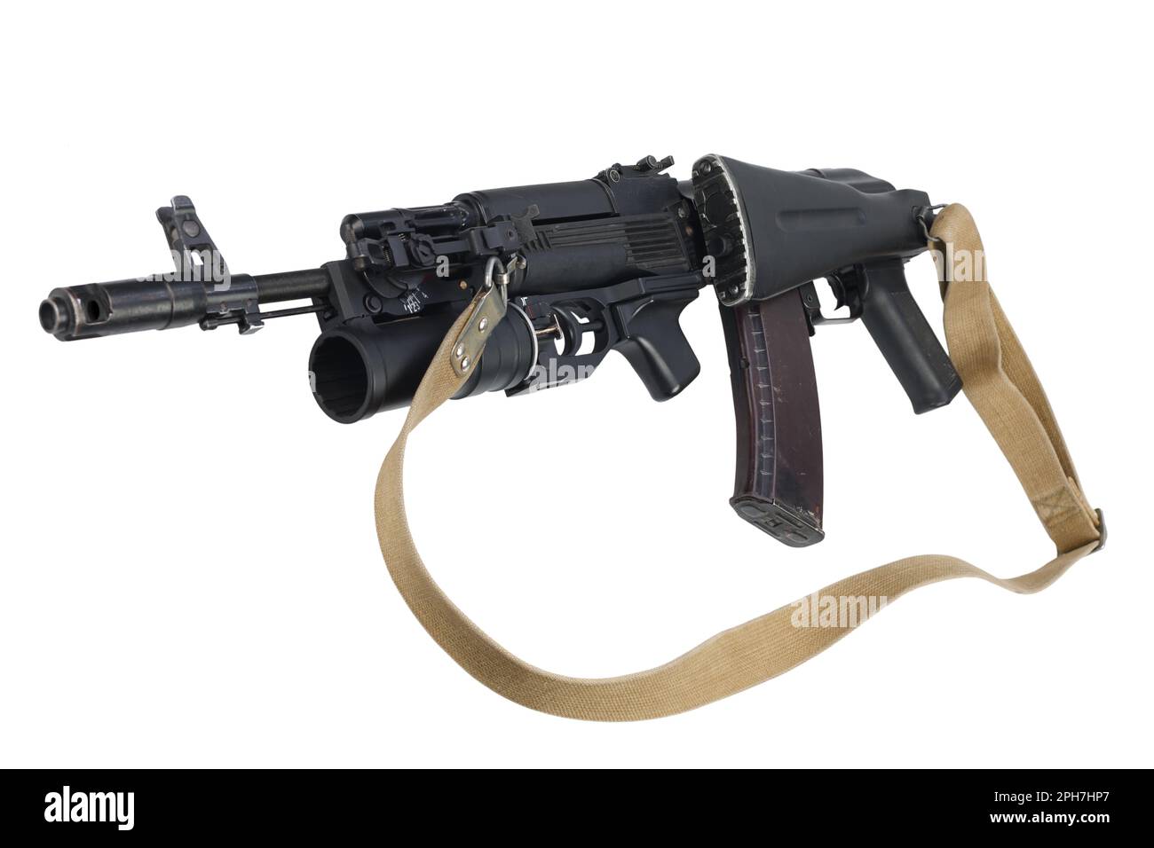 Modern kalashnikov 5.45x39 mm AK 74M assault rifle with 40 mm underbarrel grenade launcher ...