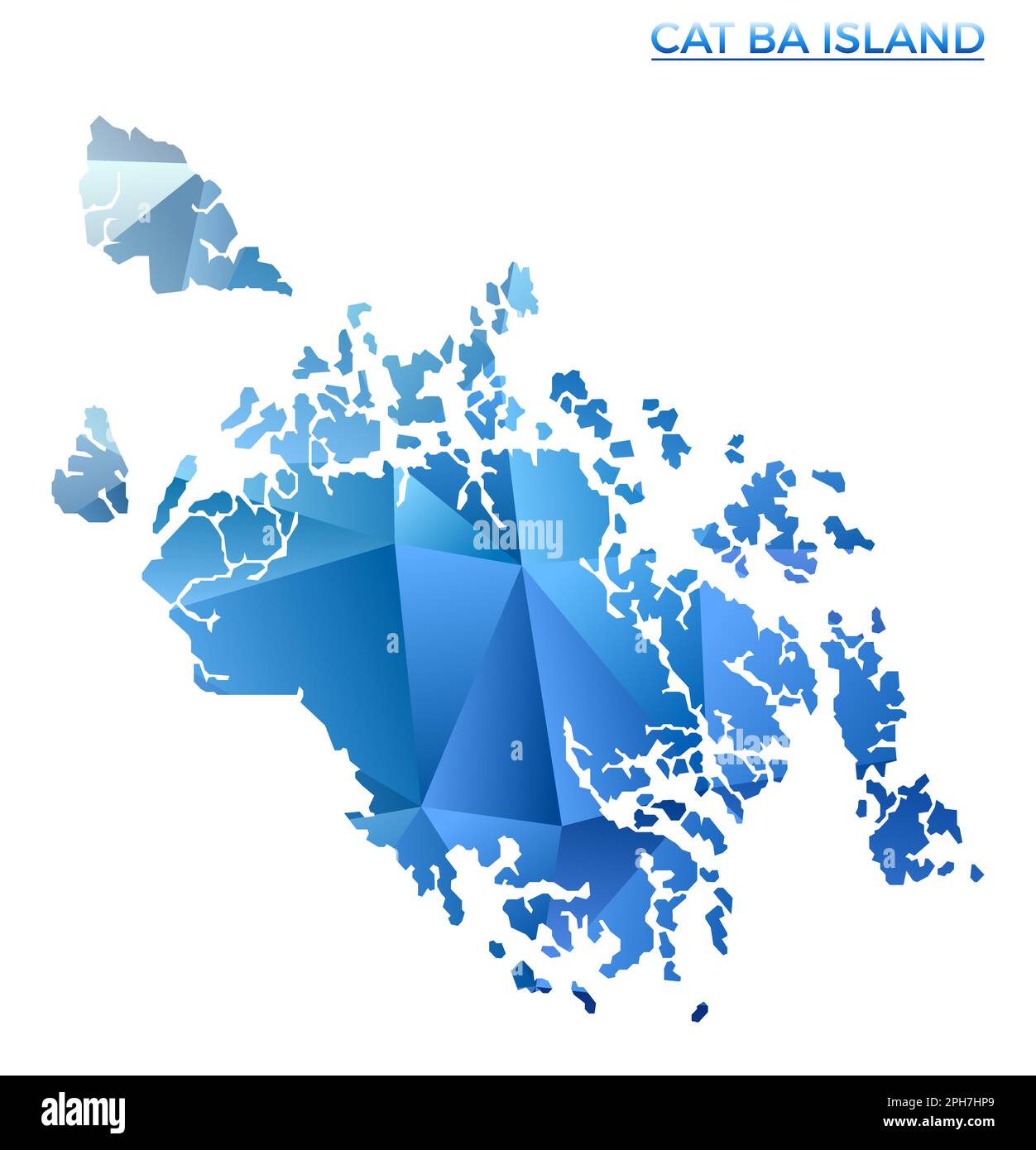 Vector polygonal Cat Ba Island map. Vibrant geometric island in low poly style. Creative ...