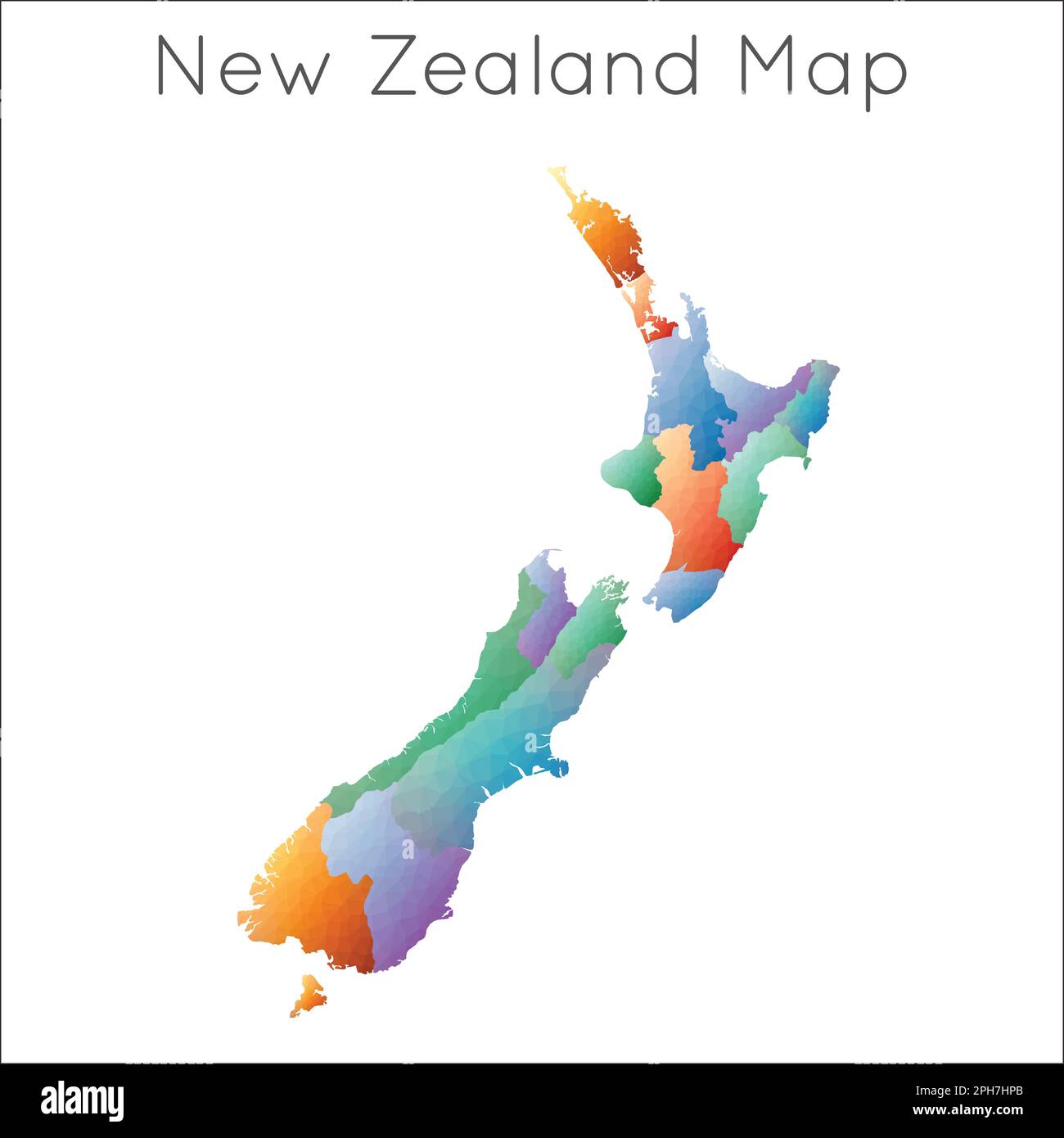 Low poly map of New Zealand. New Zealand geometric polygonal, mosaic ...