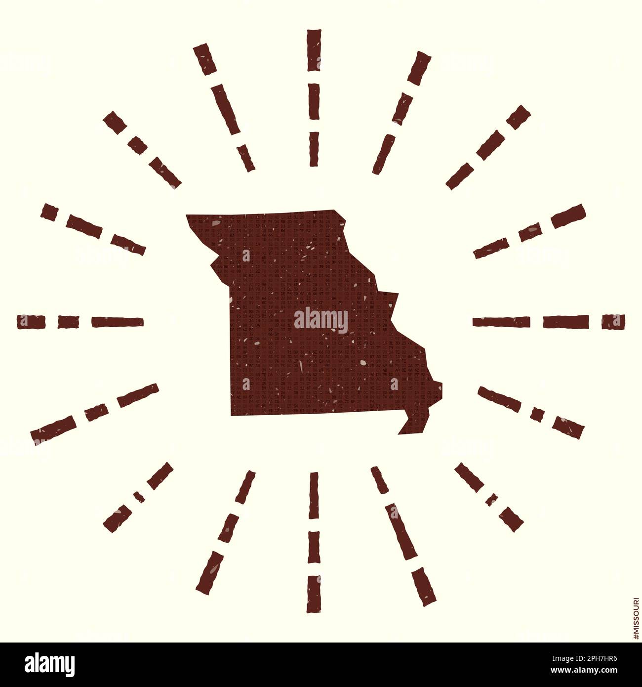 Missouri Logo. Grunge sunburst poster with map of the US state. Shape ...