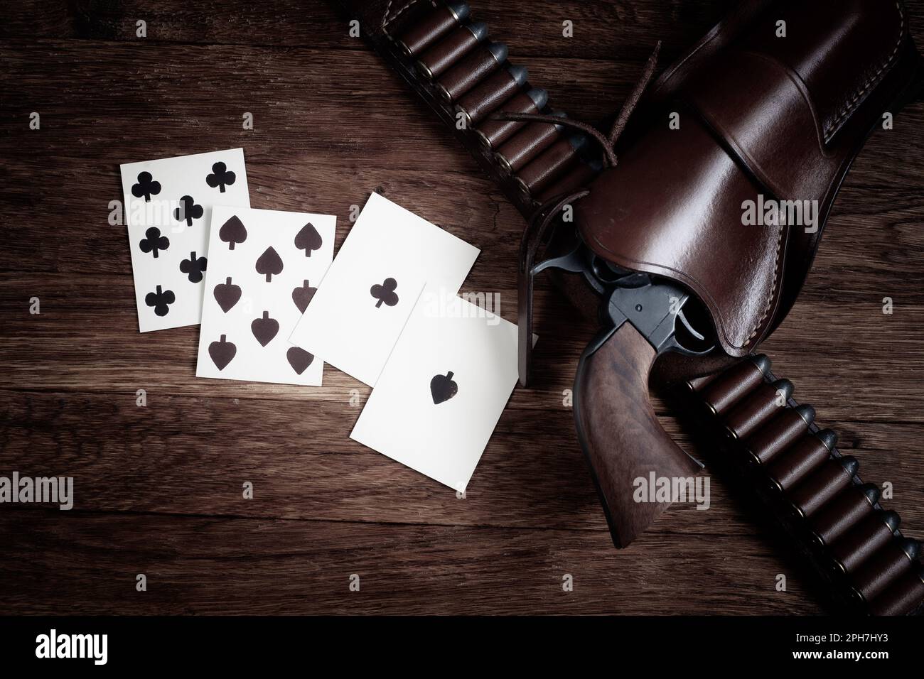 Old west poker - Dead man's hand. Two-pair poker hand consisting of the ...