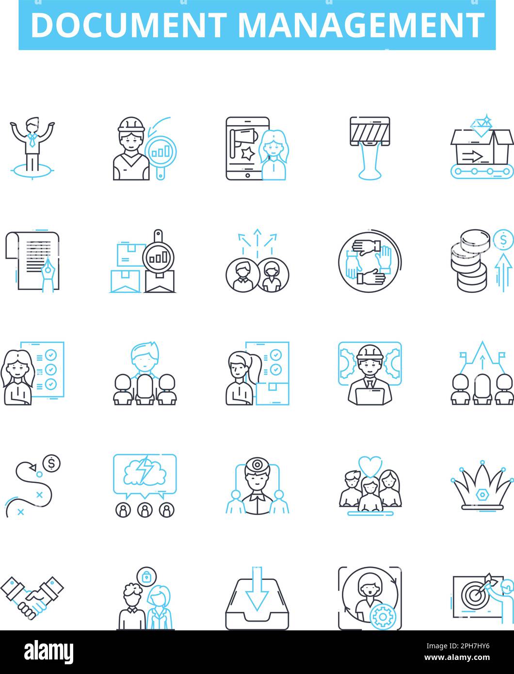 Document Management Vector Line Icons Set Document Management Organize Storage Scan