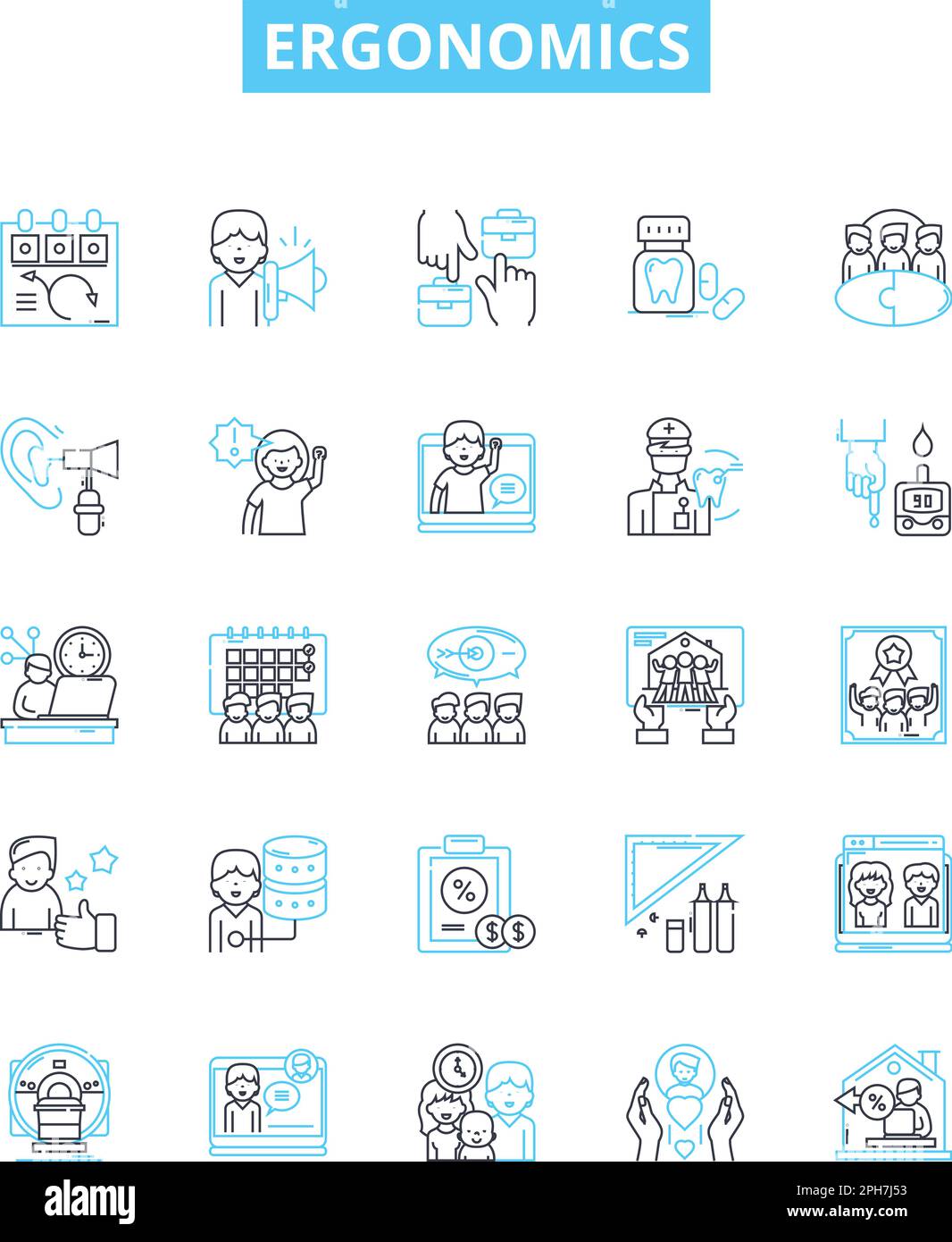 Ergonomics vector line icons set. Ergonomics, Design, Human-Centered ...
