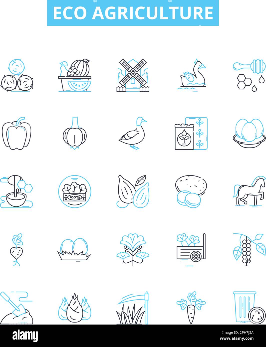 Eco agriculture vector line icons set. Organic, Sustainable, Renewable ...